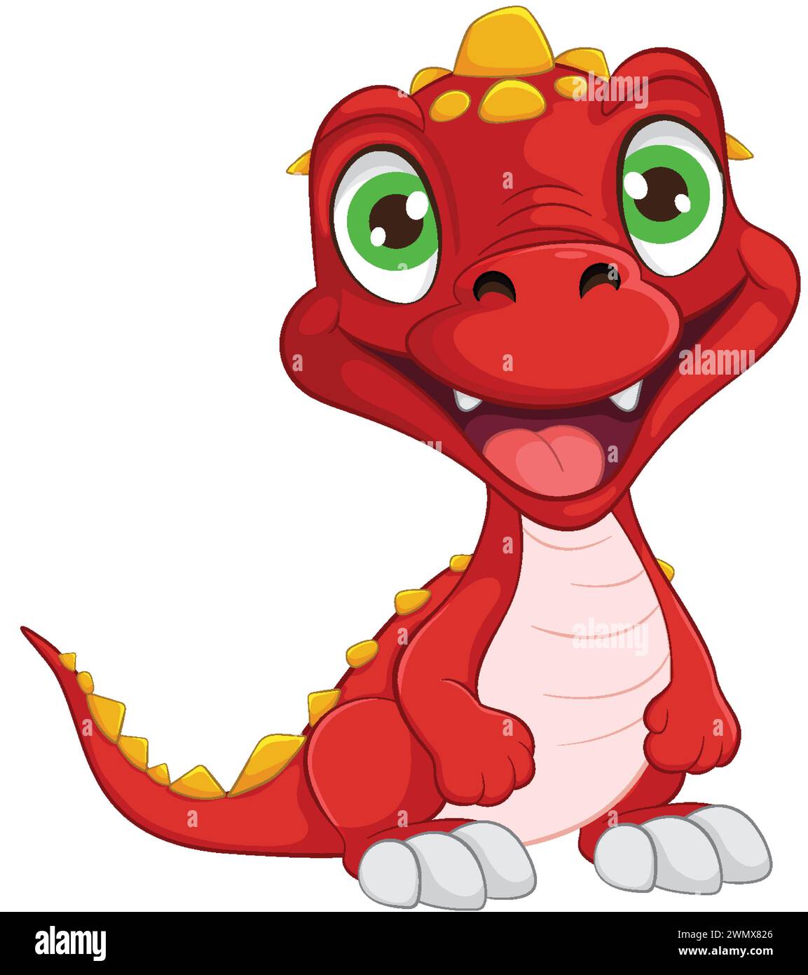 Adorable red dragon with a friendly smile Stock Vector Image & Art - Alamy