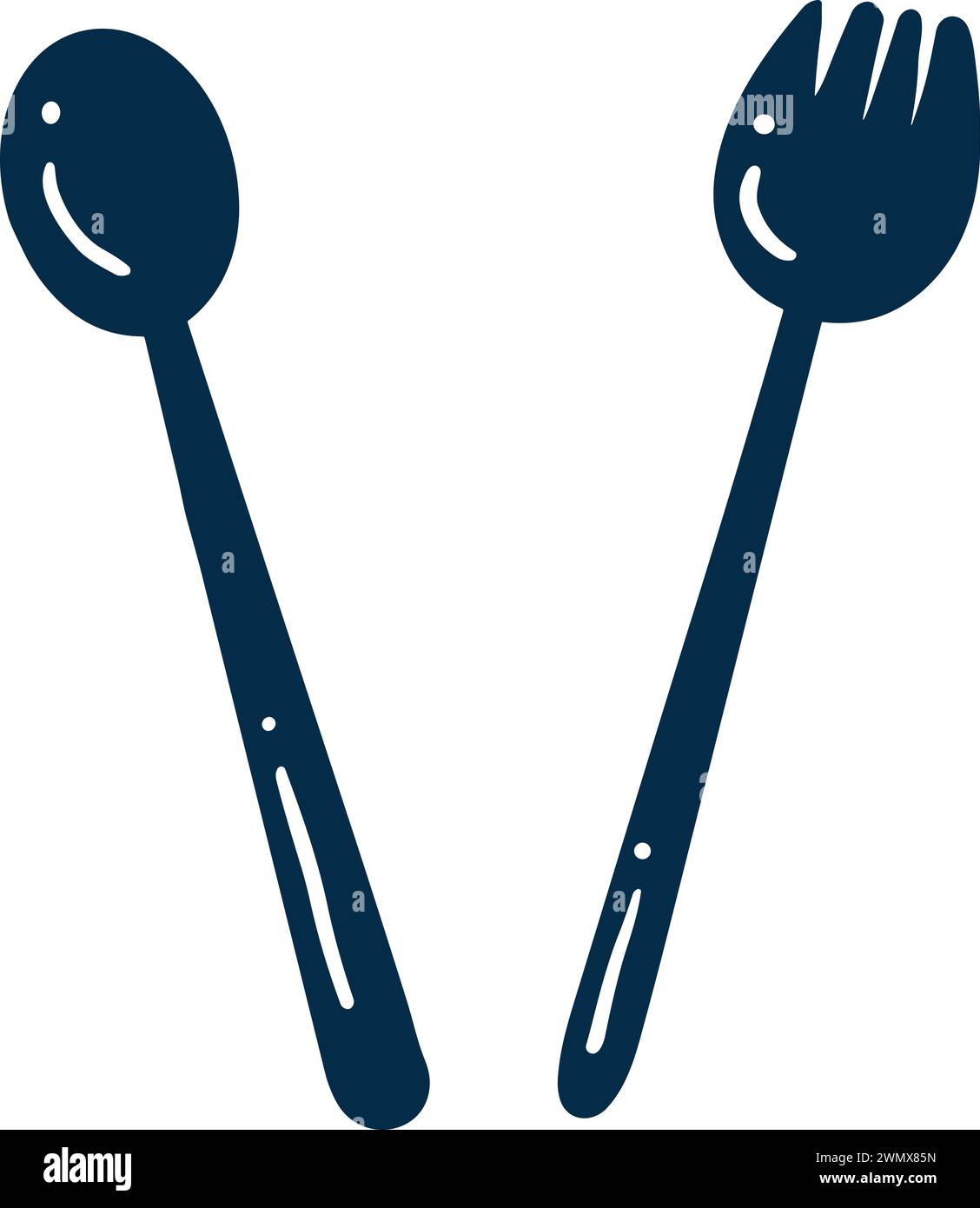 Sausage with fork spoon Stock Vector Images - Alamy