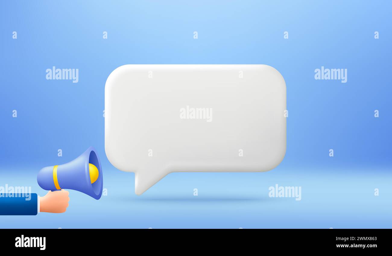Empty reminder chat bubble. Push notice alert with megaphone offer icon ...