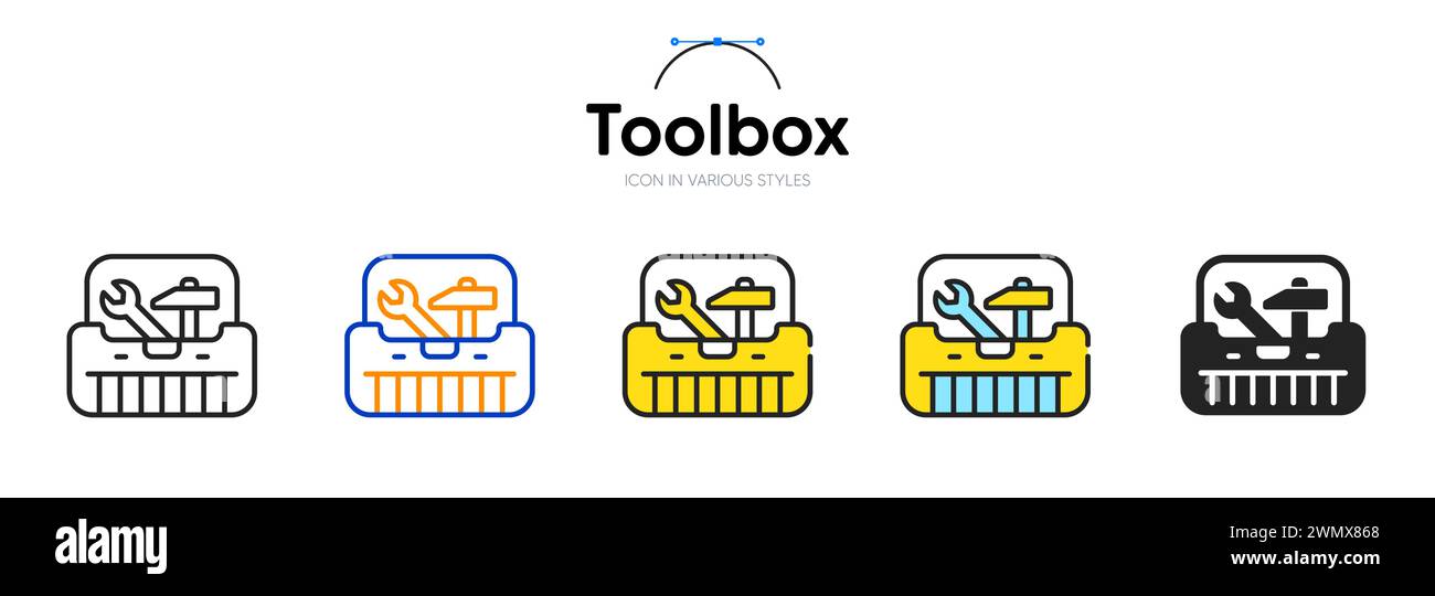 Toolbox line icon in different styles. Bicolor outline stroke style. Repair toolkit symbol for ...