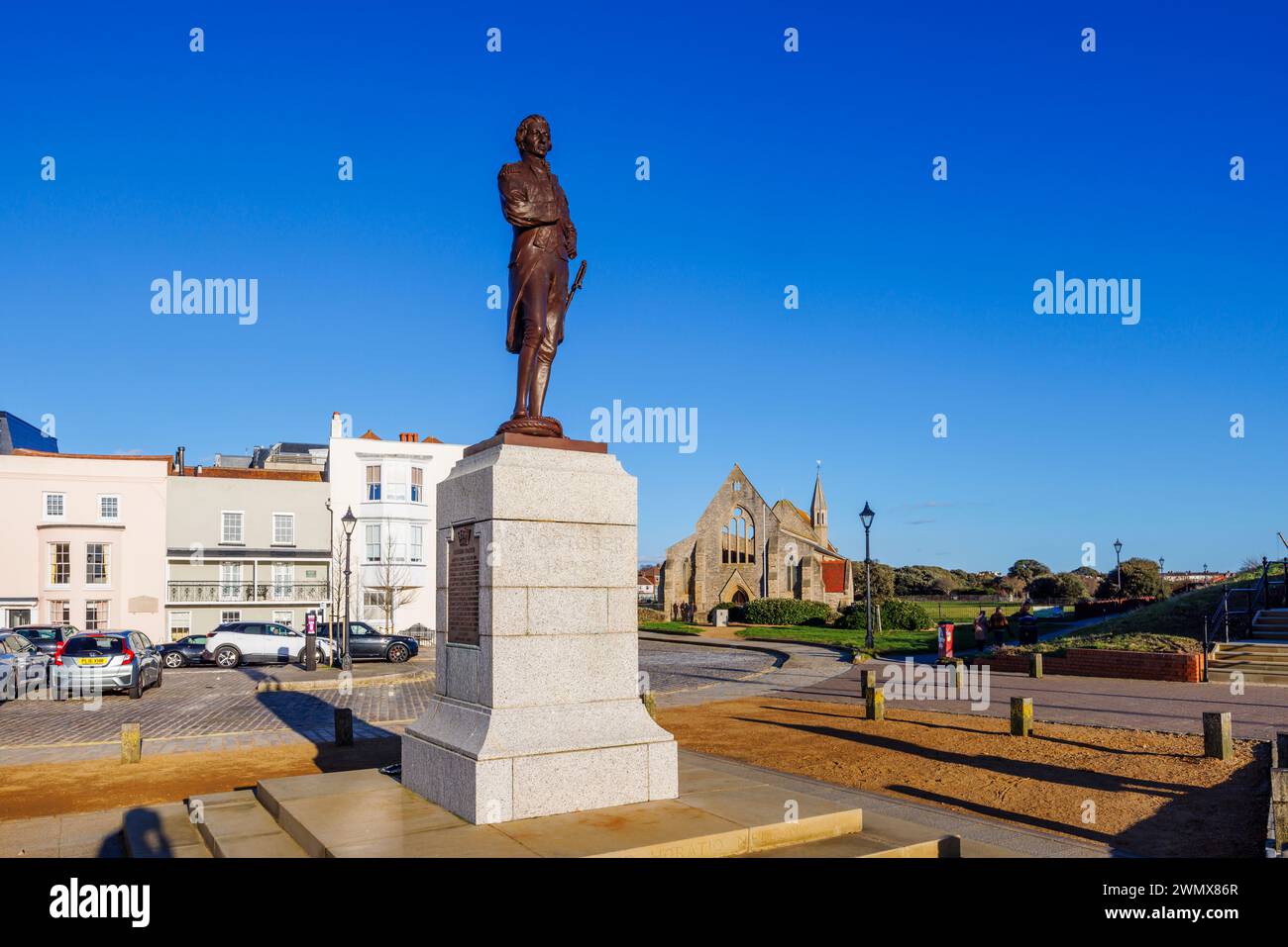 Statue of Lord Horatio Nelson in Grand Parade and the ruins of the ...