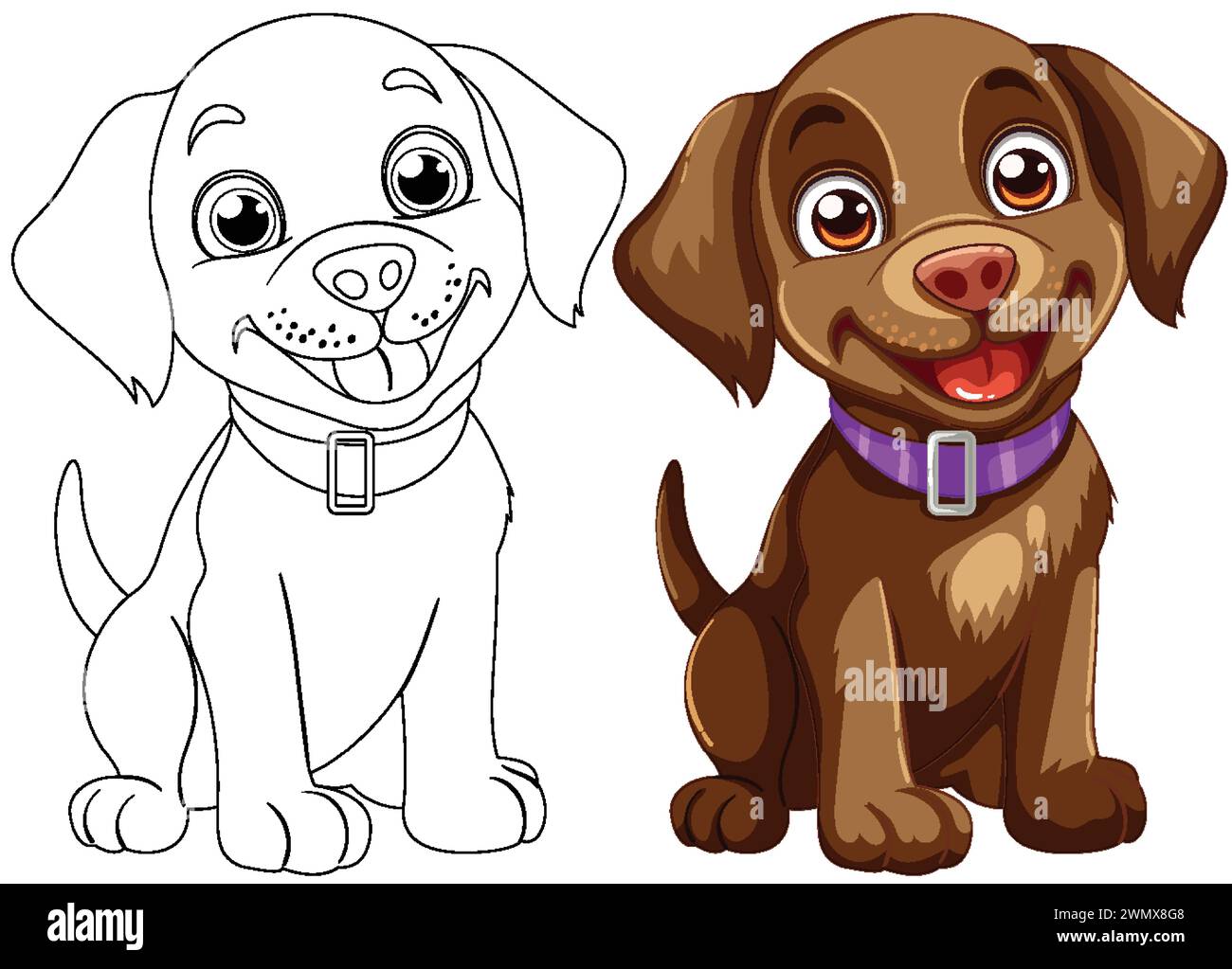 Two happy dogs illustrated in cartoon style Stock Vector Image & Art ...