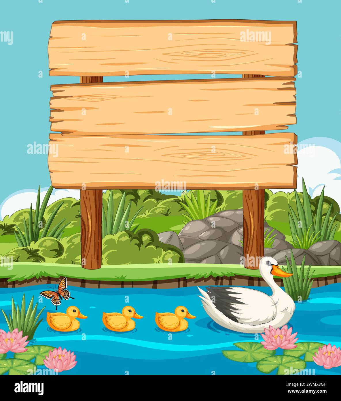 Ducklings swimming by mother duck Stock Vector Images - Alamy