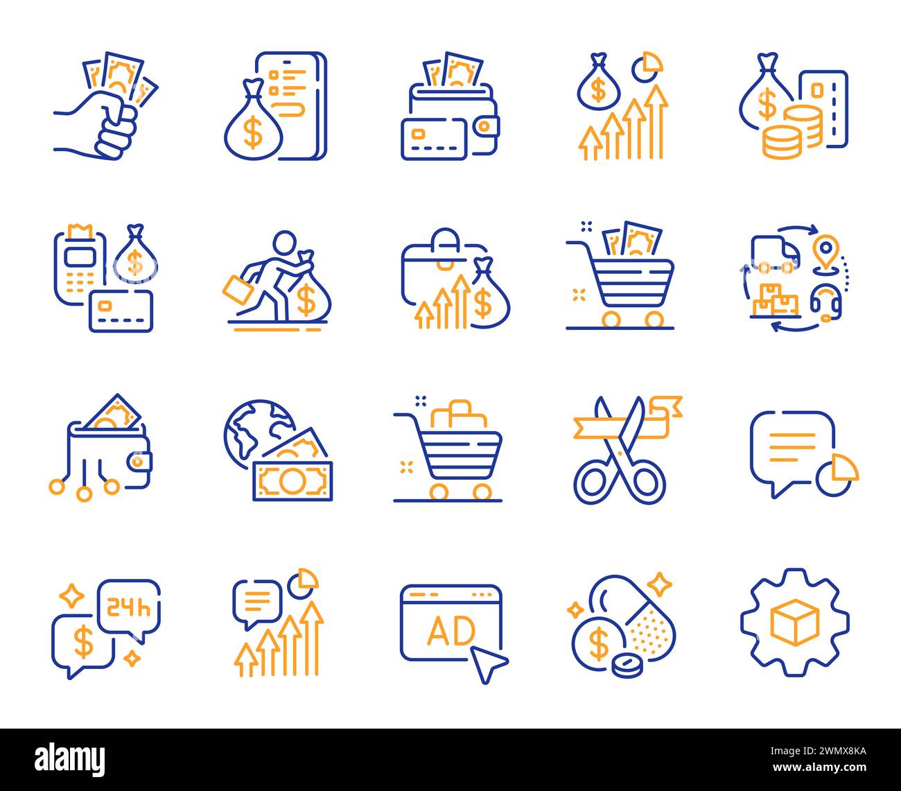 Money invest line icons. Finance fraud, Wallet payment and Cash bribe ...