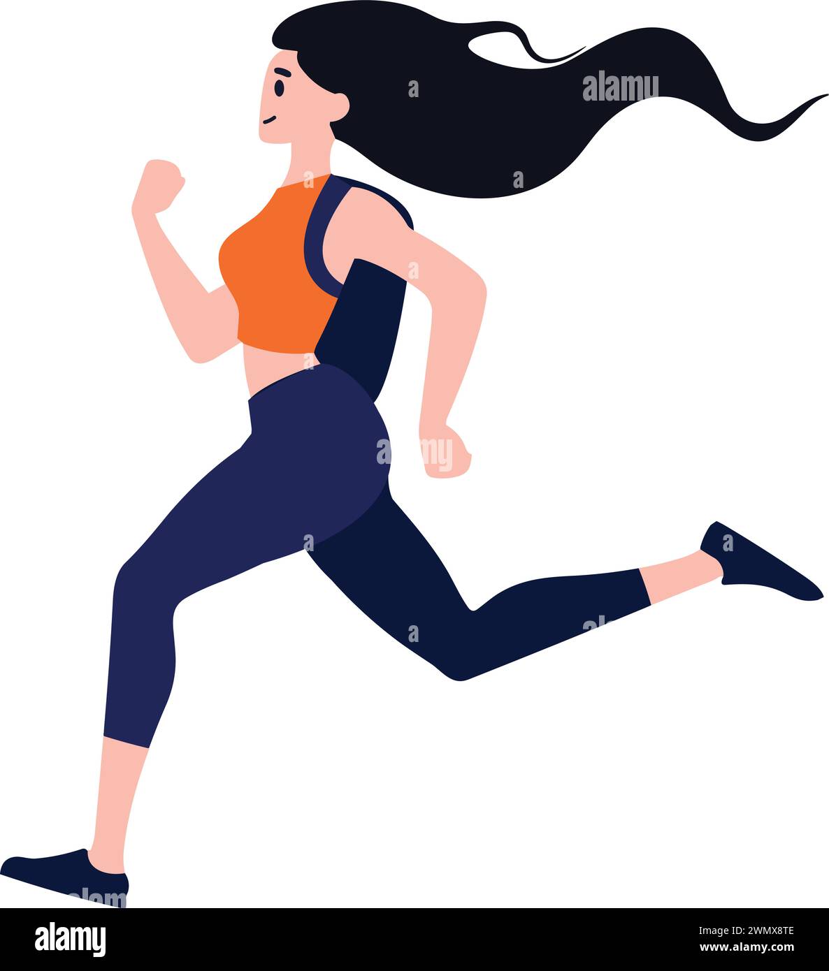 woman running flat style isolate on background Stock Vector Image & Art ...