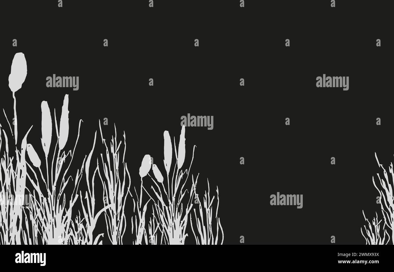 Black grass graphic silhouette.Image of a monochrome reed,grass or ...