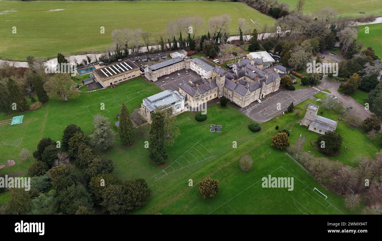 Aerial view of building in green landscape Stock Photo - Alamy