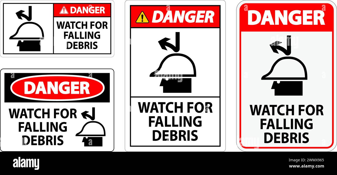 Danger Sign, Watch For Falling Debris Stock Vector Image & Art - Alamy