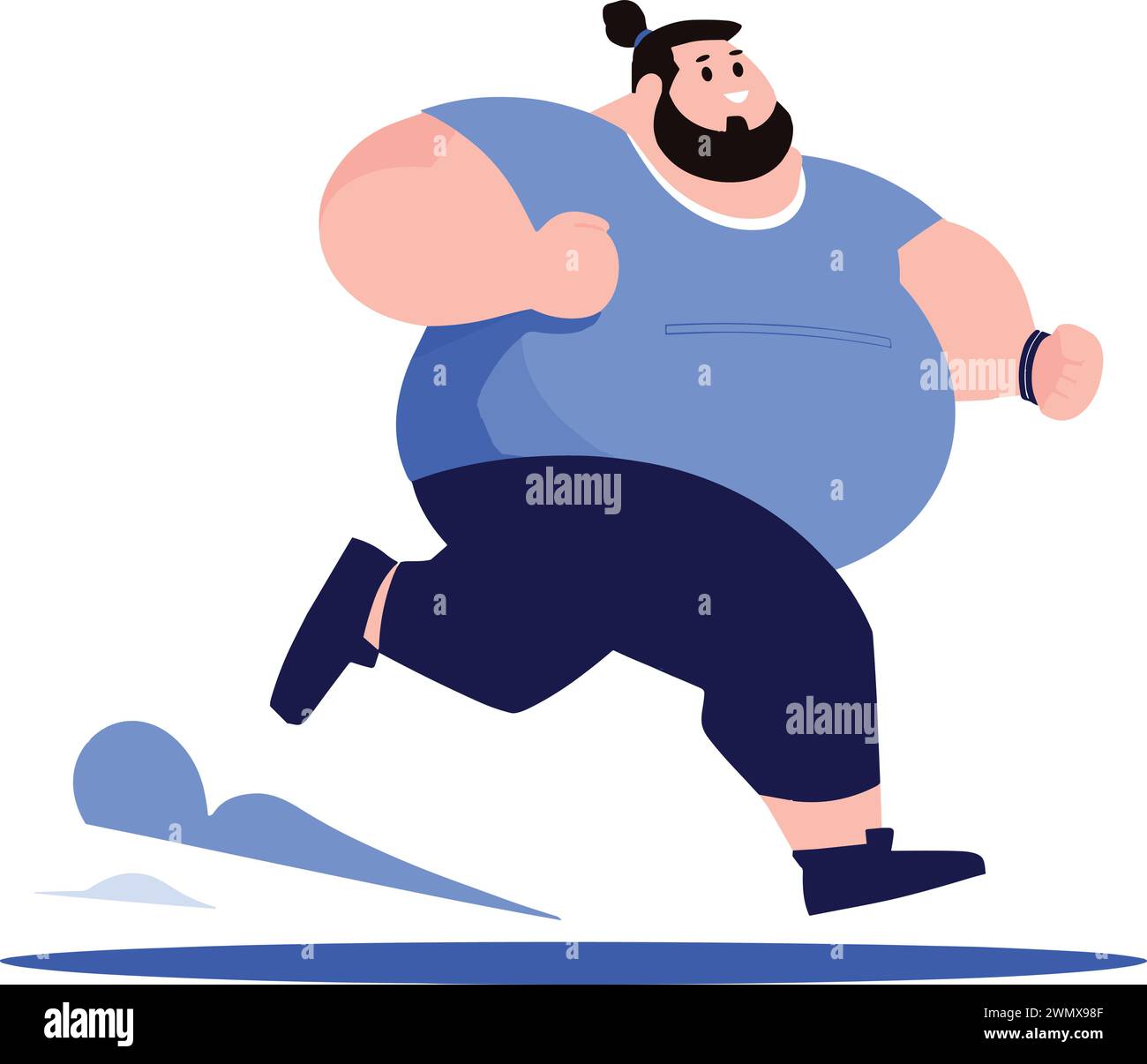 fat man running flat style isolate on background Stock Vector Image ...