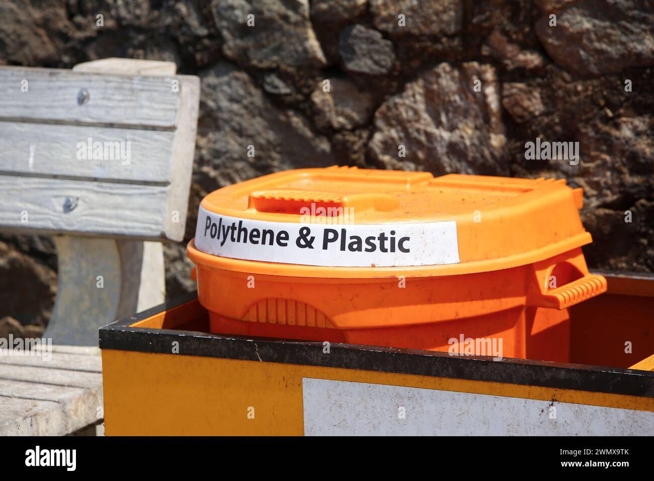 Recycling sign for Plastic bin in Sri Lanka Stock Photo - Alamy