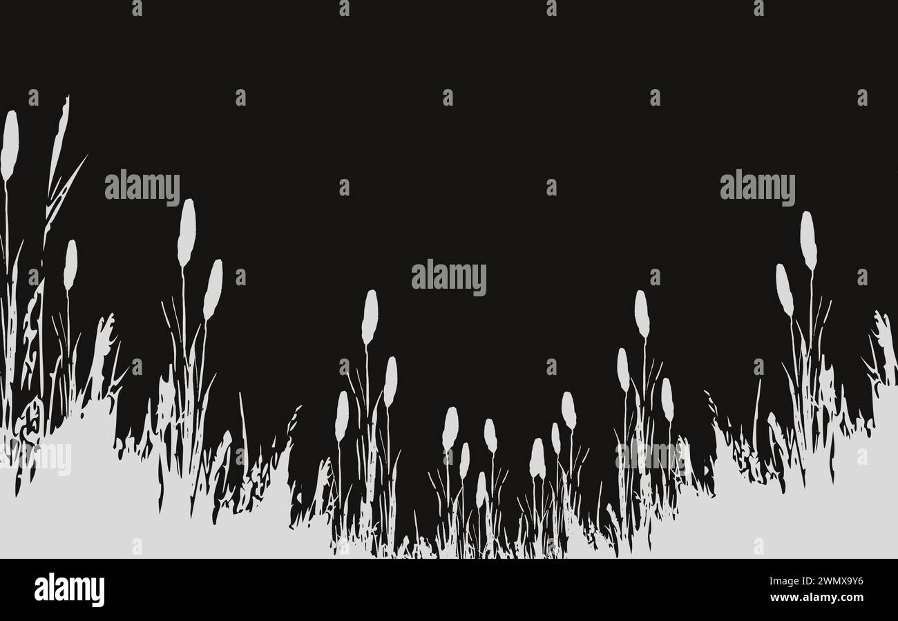 Black grass graphic silhouette.Image of a monochrome reed,grass or ...