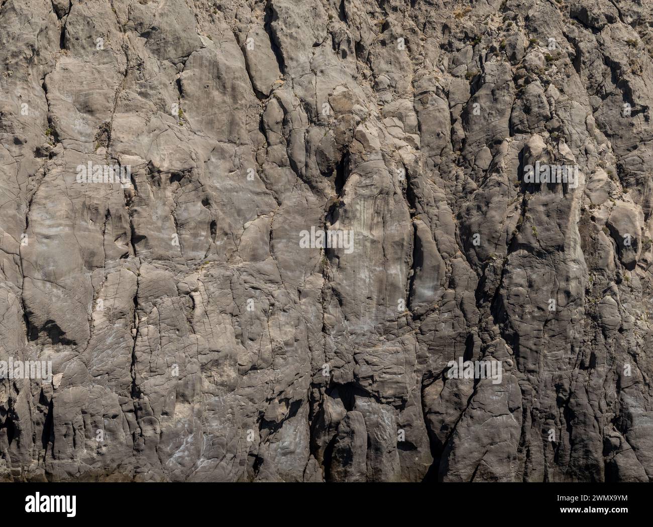 Weathered seaside rock face texture. Aged volcanic stone wall surface ...