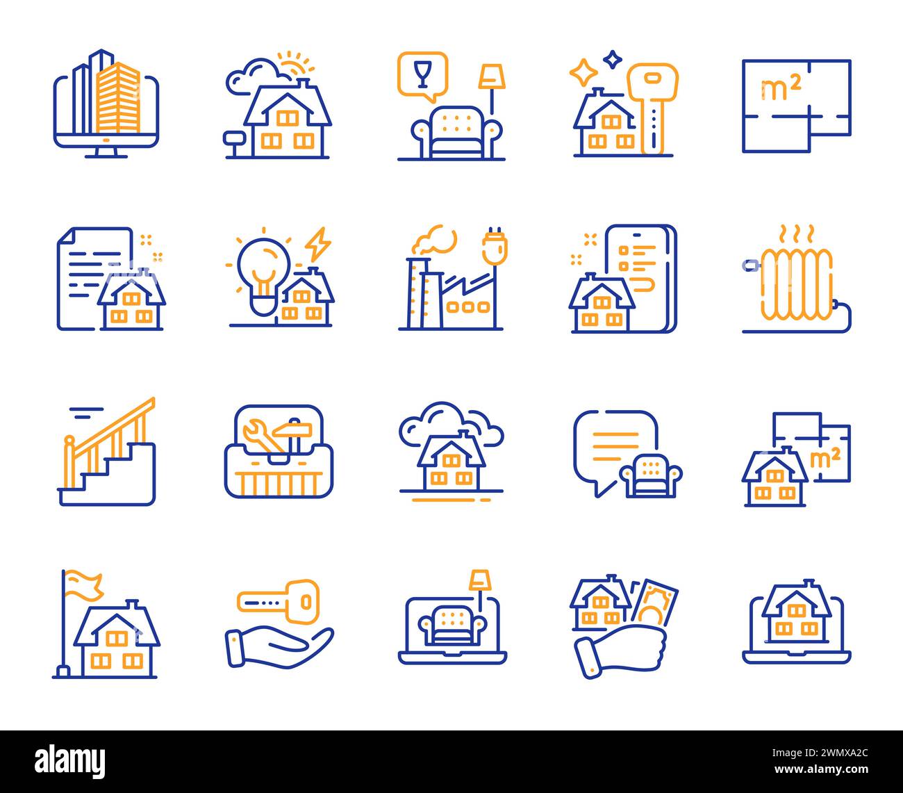 Buildings property line icons. Home floor plan, Apartment furniture and ...