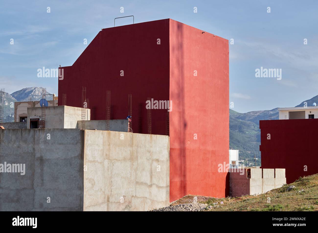 Cityscape at Sunset: View of a Red Building in the North of Morocco ...