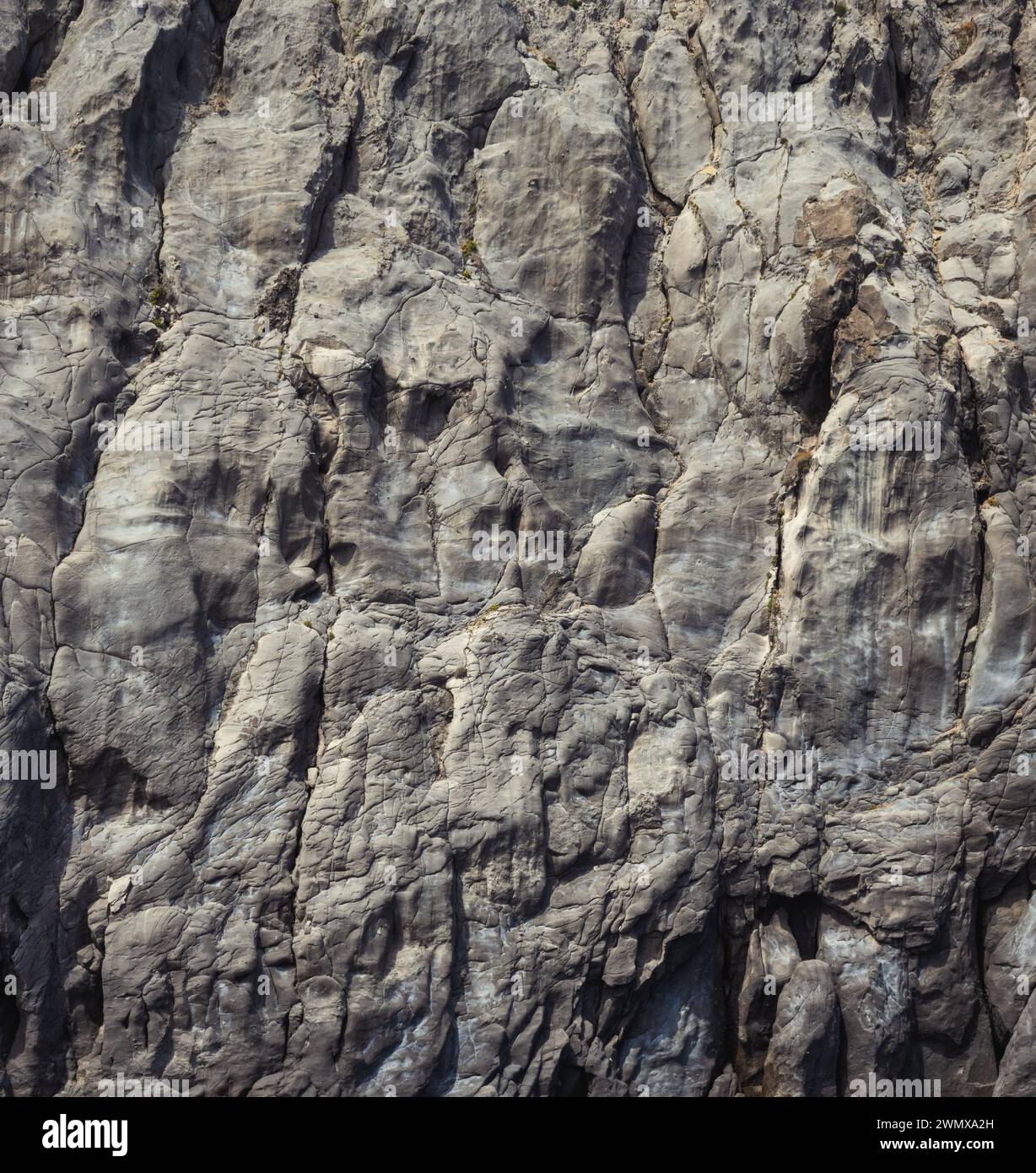 Weathered seaside rock face texture. Aged volcanic stone wall surface ...