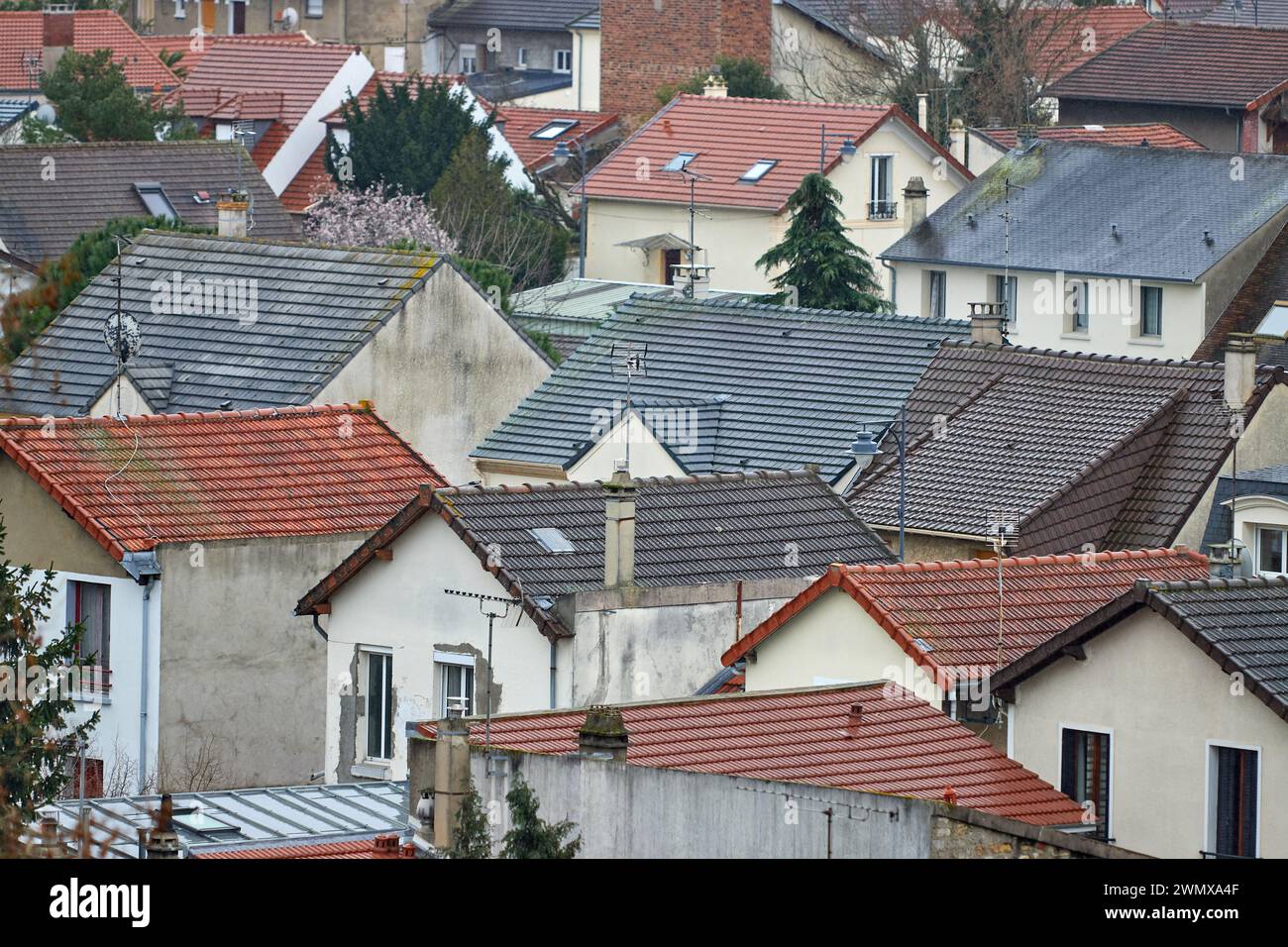 Clay Roof Tiles Urban Residential Properties in Europe Stock Photo - Alamy