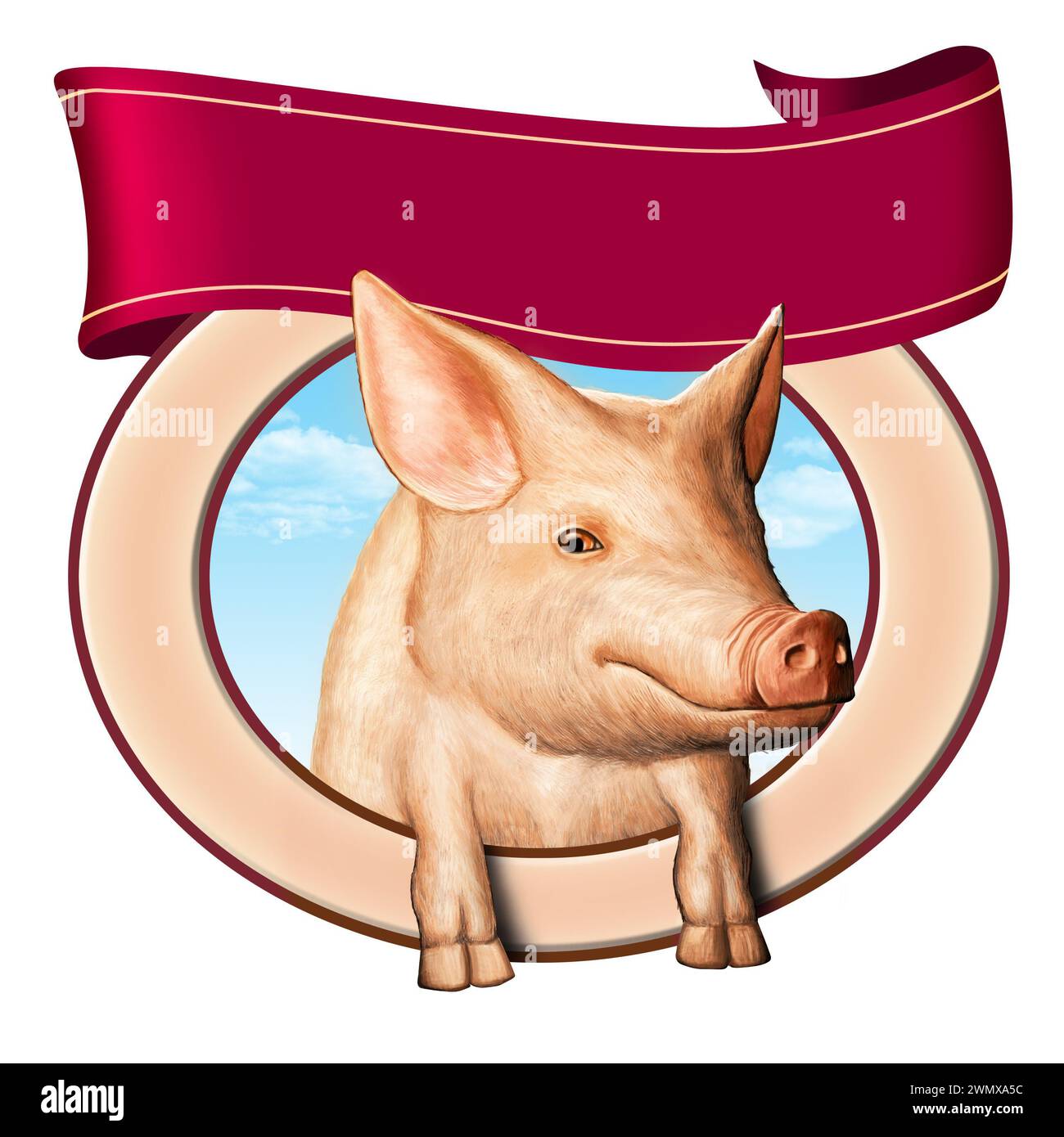Cute pig in a food label, copyspace to insert you own text on top ...