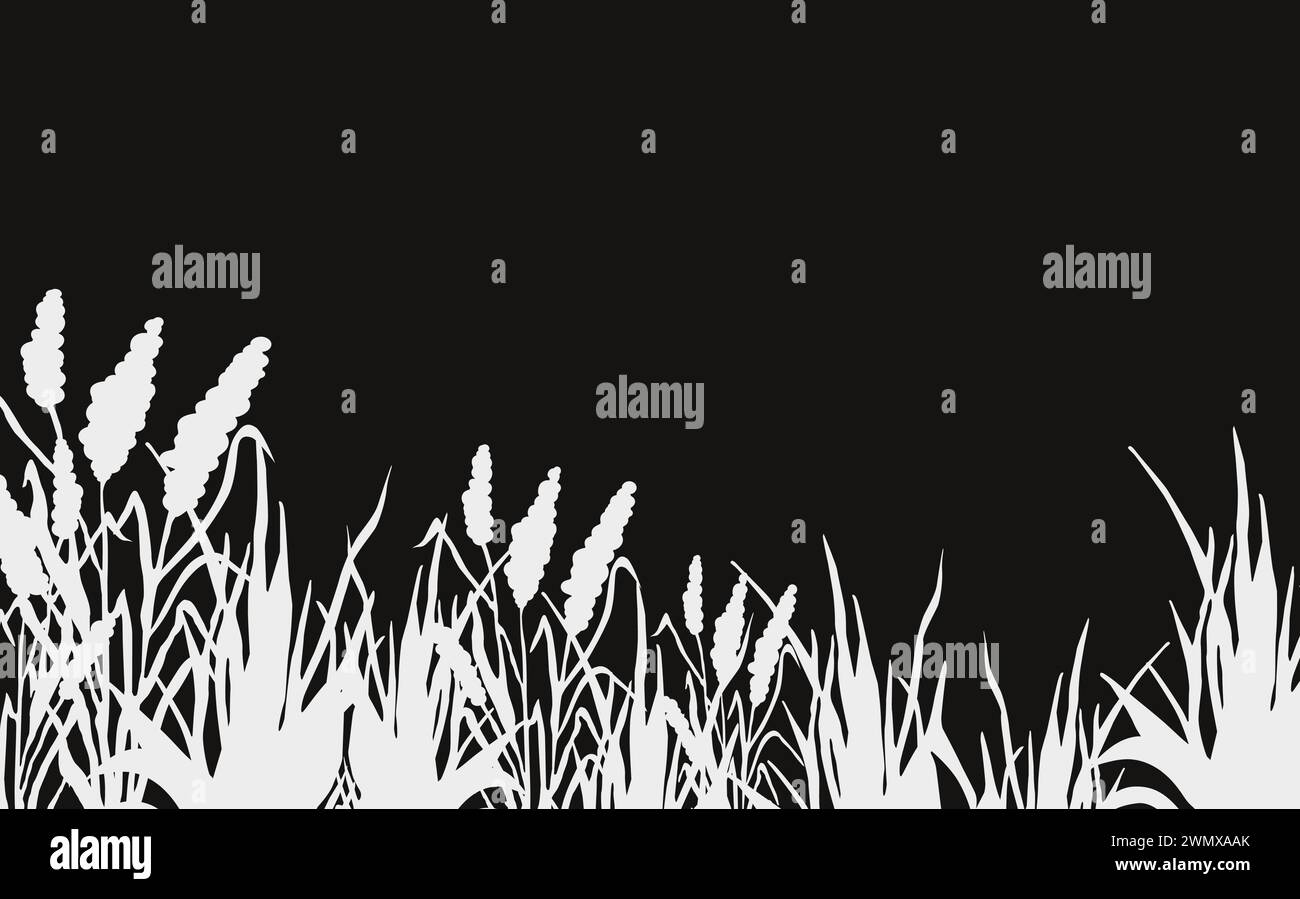 Black grass graphic silhouette.Image of a monochrome reed,grass or ...