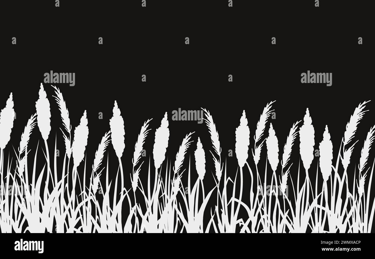 Black grass graphic silhouette.Image of a monochrome reed,grass or ...
