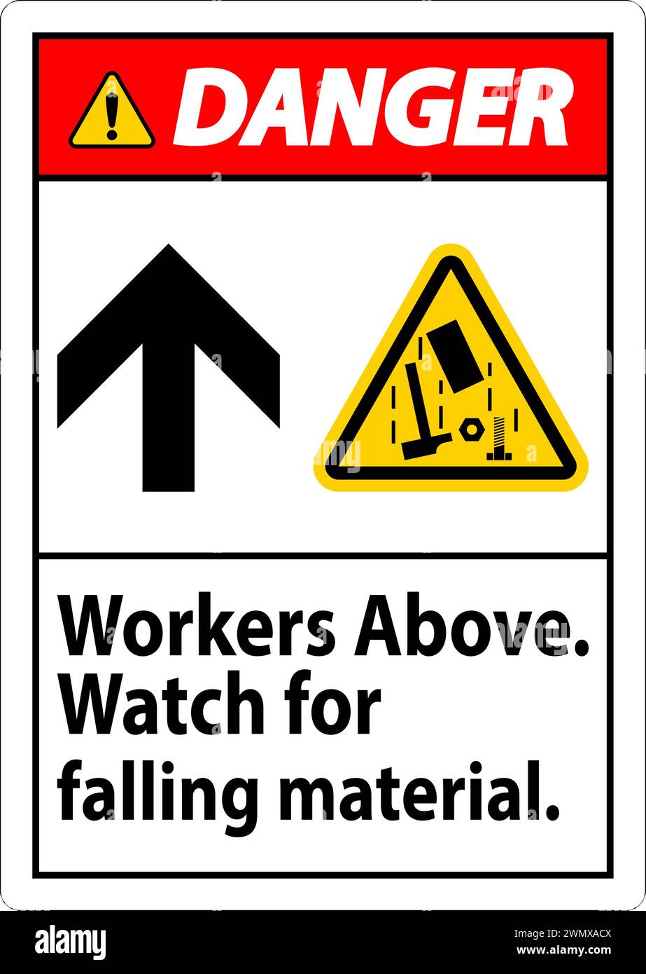 Danger Sign, Workers Above Falling Material Stock Vector Image & Art ...