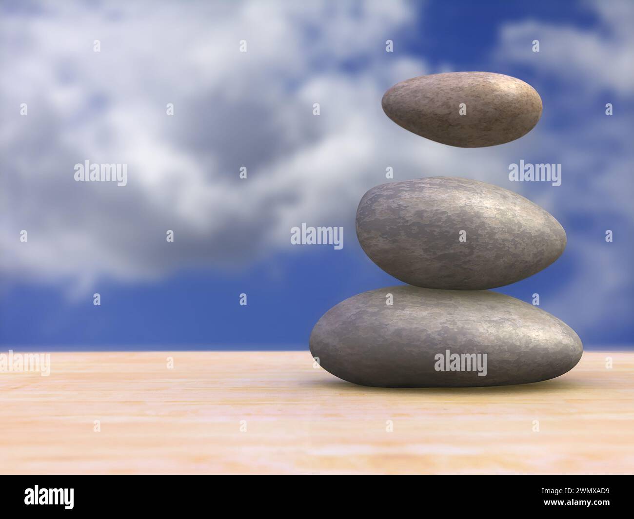 Some magical stones floating. CG illustration Stock Photo - Alamy