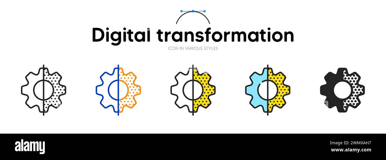 Digital transformation line icon in different styles. Bicolor outline ...
