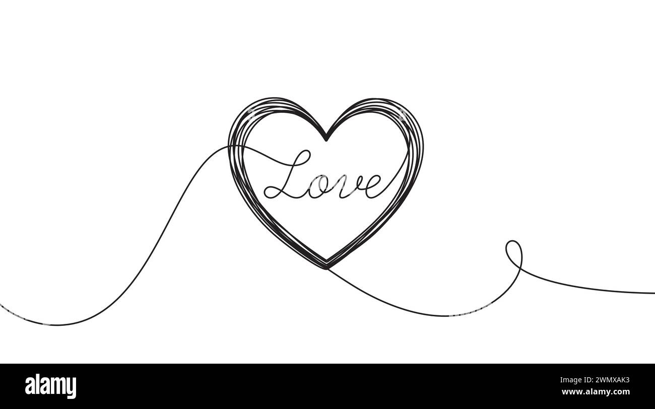 Abstract single line love symbol. Valentine or Mothers day heart shape ...