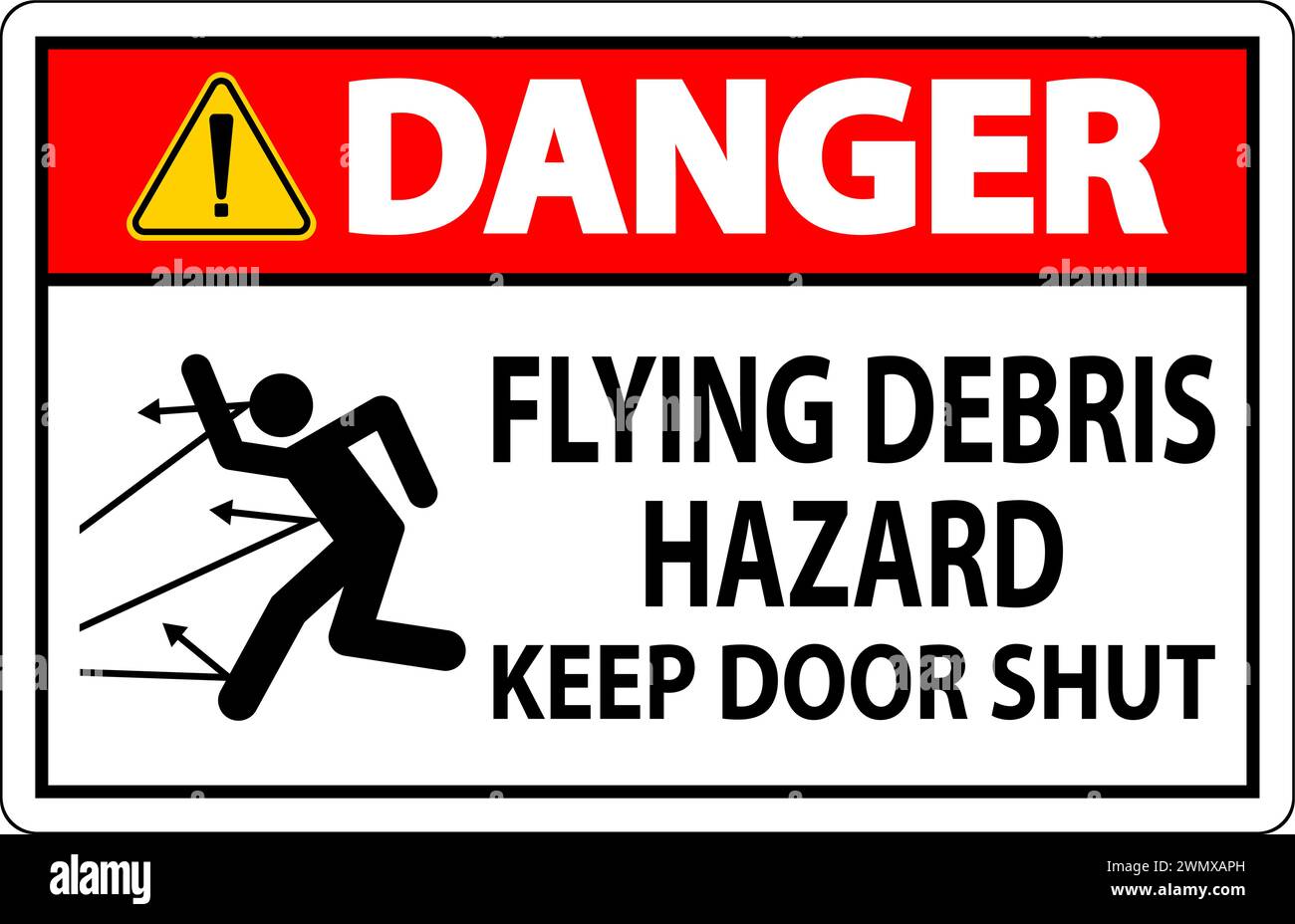 Keep Out Sign, Flying Debris Hazard, Keep Door Shut Stock Vector Image ...