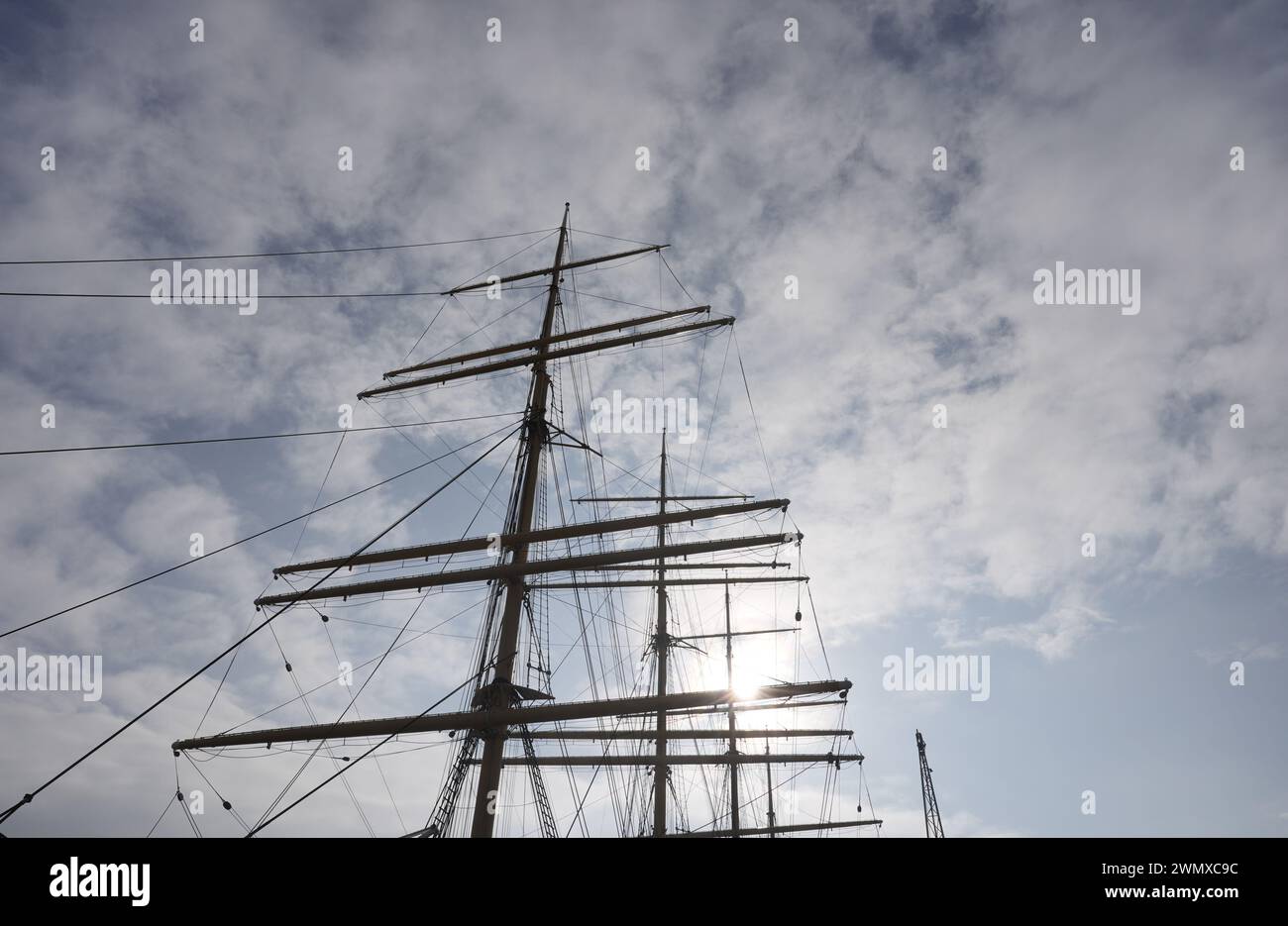 Hamburg, Germany. 28th Feb, 2024. View of the masts and rigging of the ...