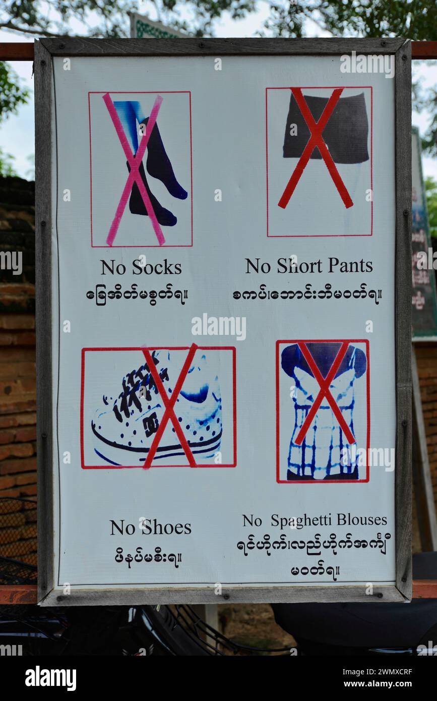 Prohibition sign, Bagan, Burma, Pagan, Myanmar Stock Photo - Alamy
