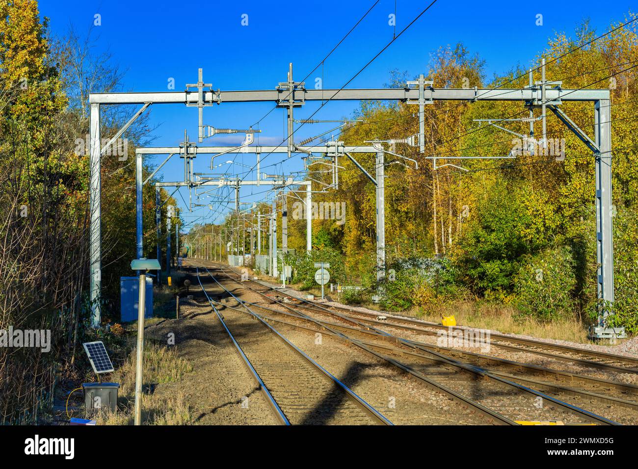 electric powered passenger commuter railway station barnt green ...