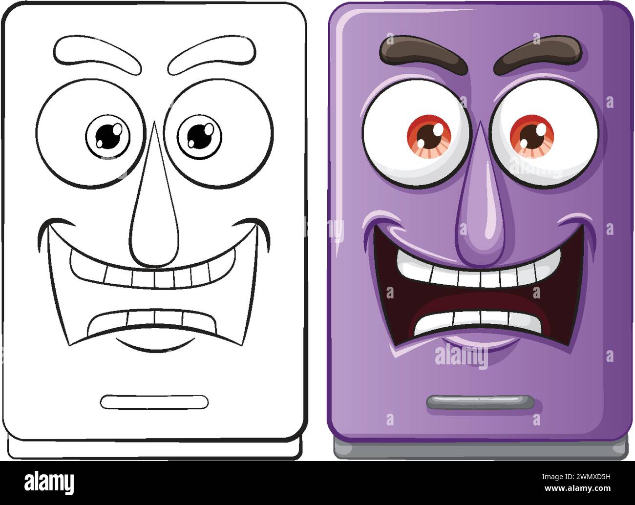 Two cartoon smartphones with expressive faces Stock Vector Image & Art ...