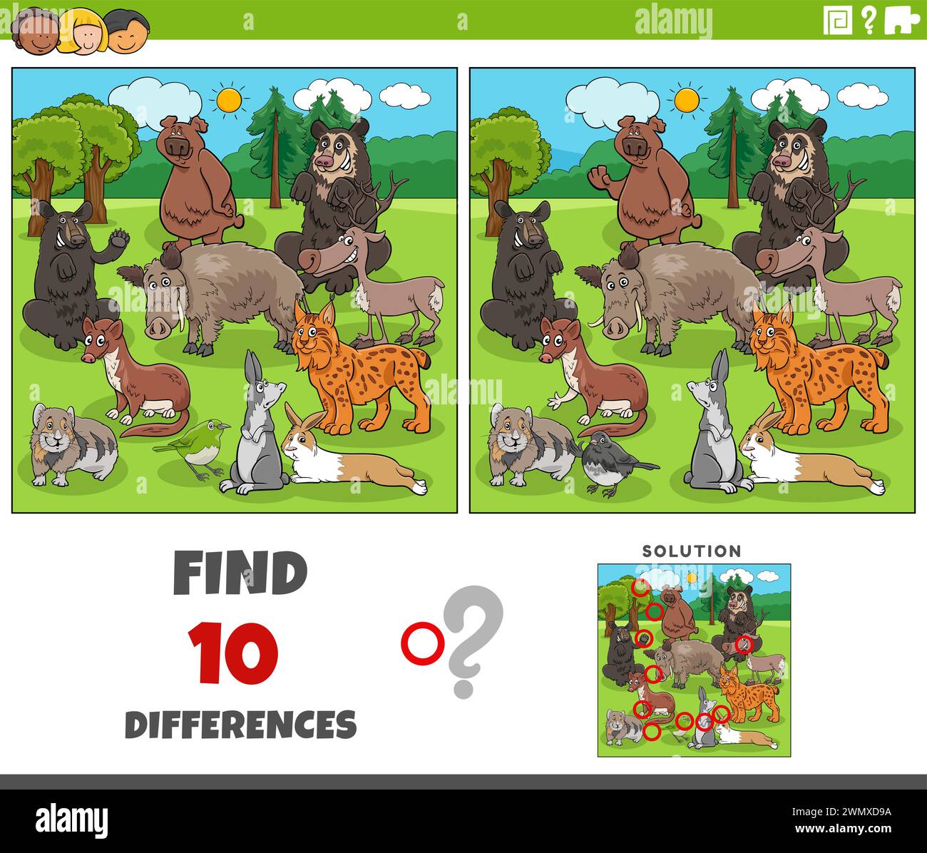 Cartoon illustration of finding the differences between pictures ...