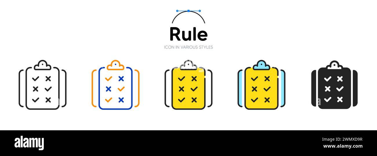 Rule line icon in different styles. Bicolor outline stroke style. Regulation compliance symbol ...