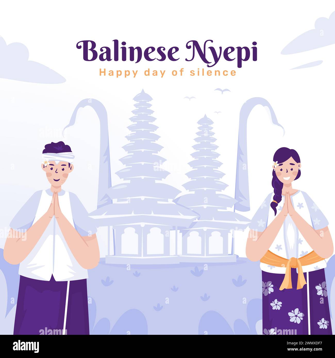 Happy Nyepi Balinese silent day greeting post design Stock Vector Image ...
