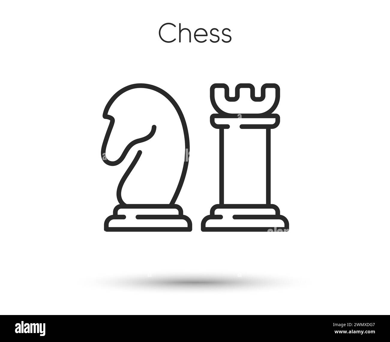 Chess line icon. Board game strategy sign. Knight and rook chess piece symbol. Vector ...
