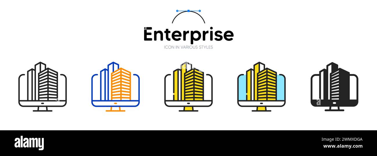 Enterprise line icon in different styles. Bicolor outline stroke style. Real estate symbol for ...