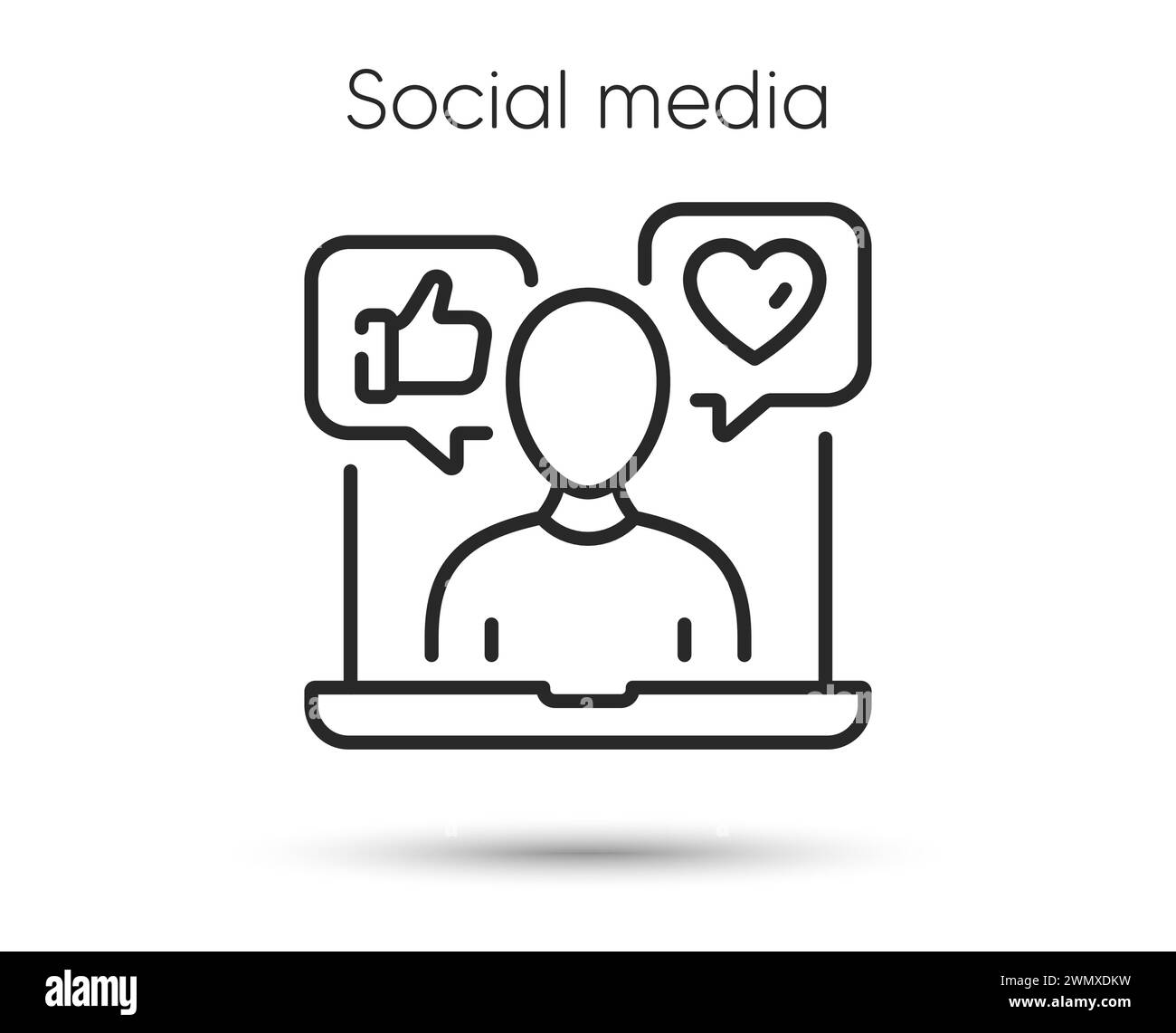 Social media specialist line icon. Media influence sign. Social blogger ...