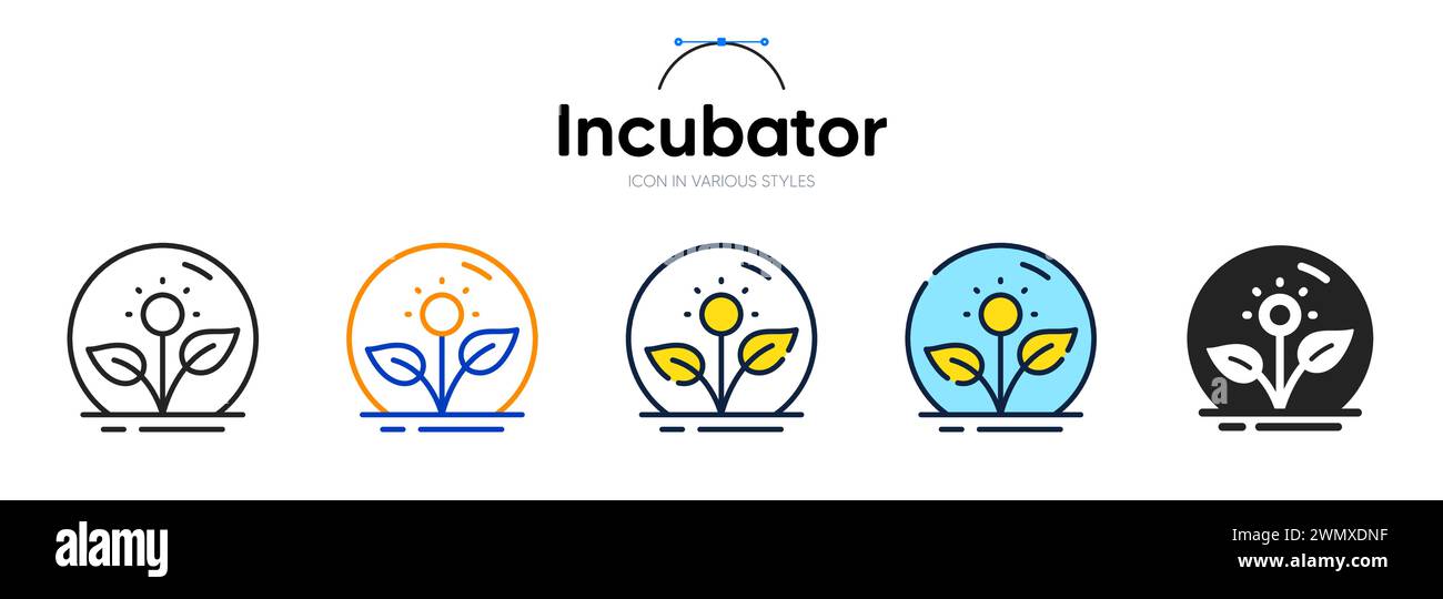 Incubator line icon in different styles. Bicolor outline stroke style ...