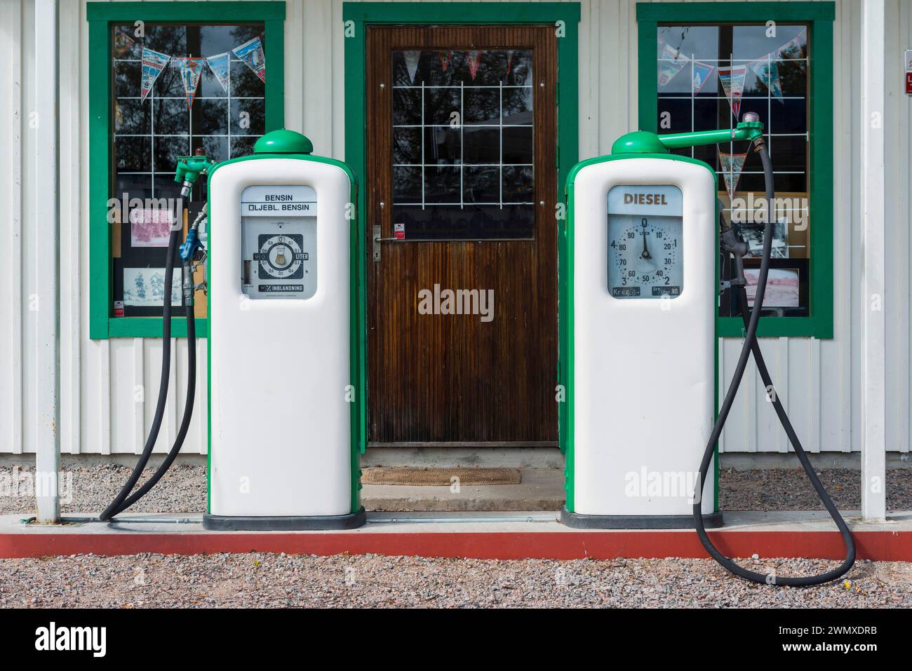 Old historic petrol station with pumps, petrol, oil, combustion, fossil ...