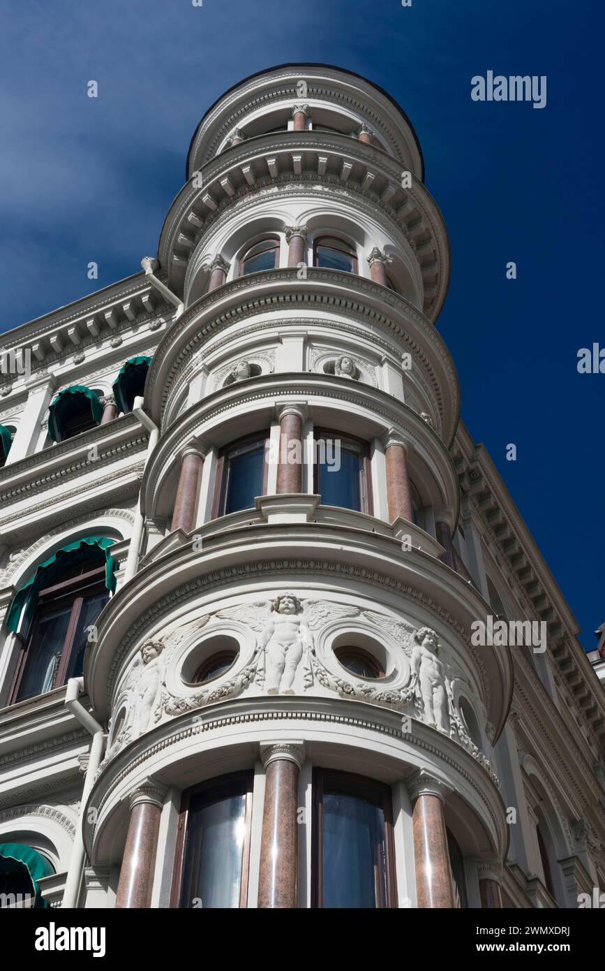 Facade with bay windows and ornaments, old building, magnificent ...