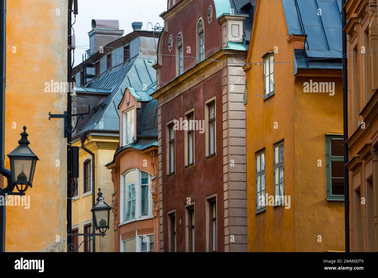 Houses in an alley of Gamla Stan, old town, centre, attraction, famous ...