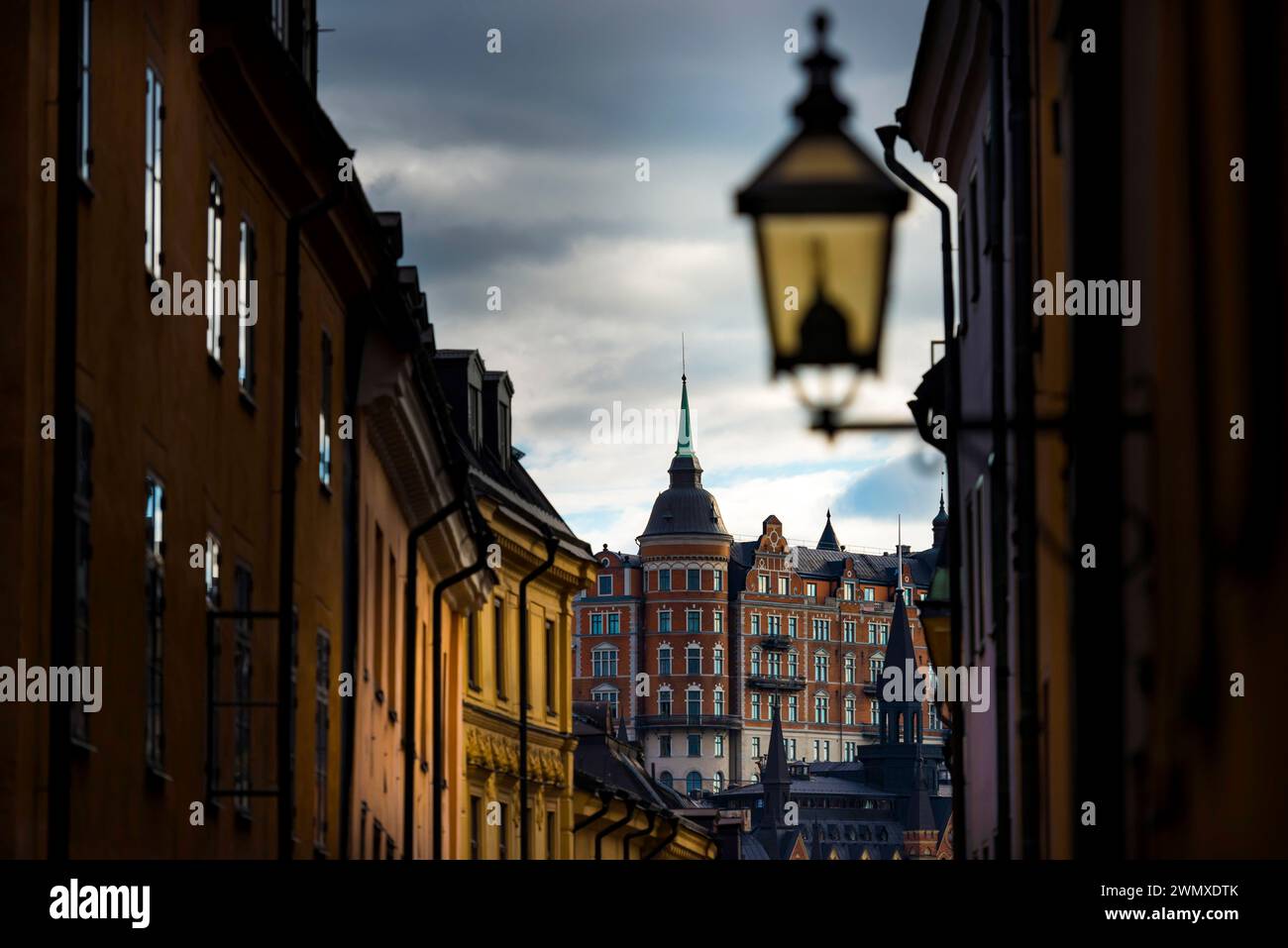 Houses in an alley of Gamla Stan, old town, centre, attraction, famous ...