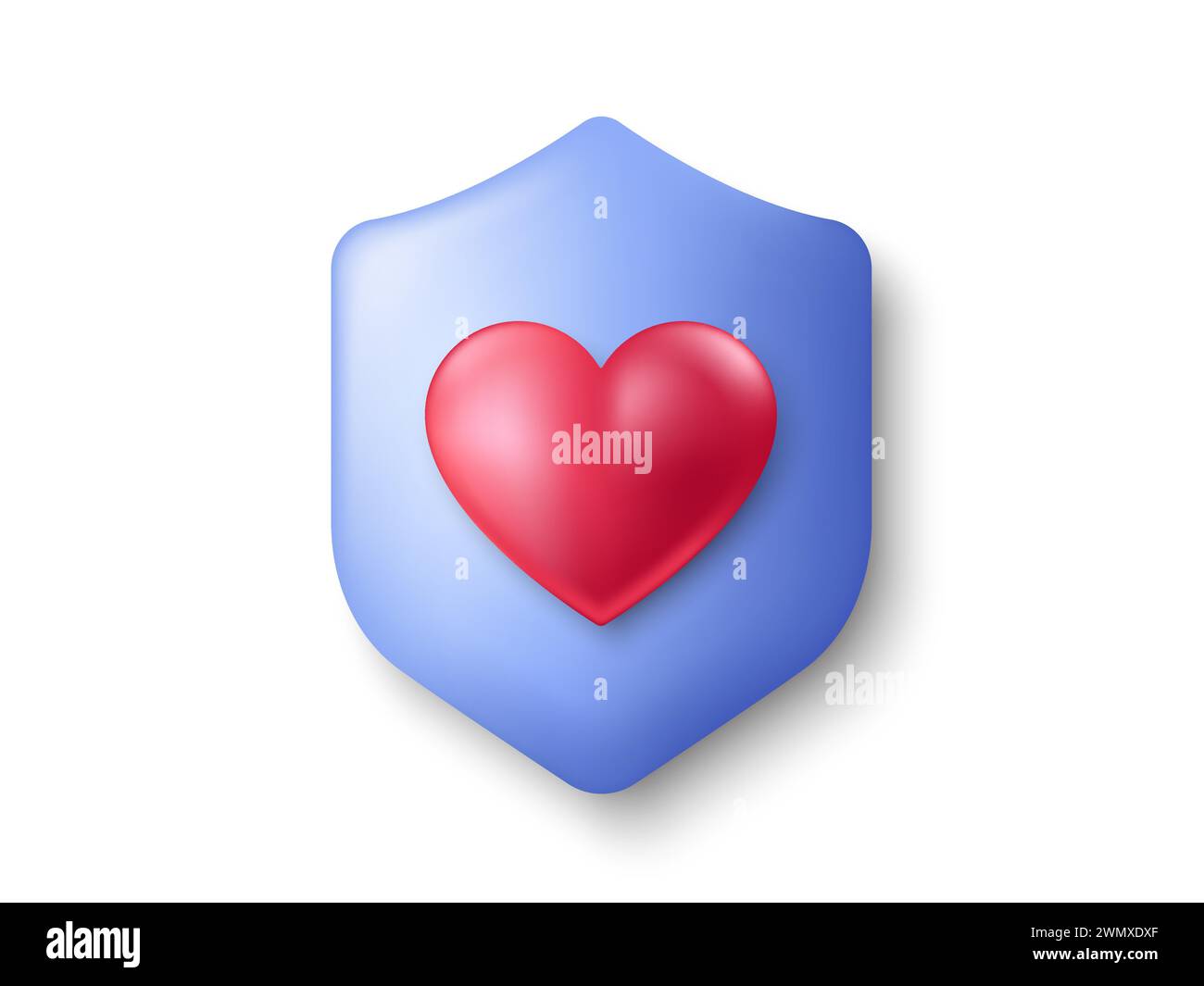 Medical insurance icon. Shield with 3d heart. Healthcare protection ...