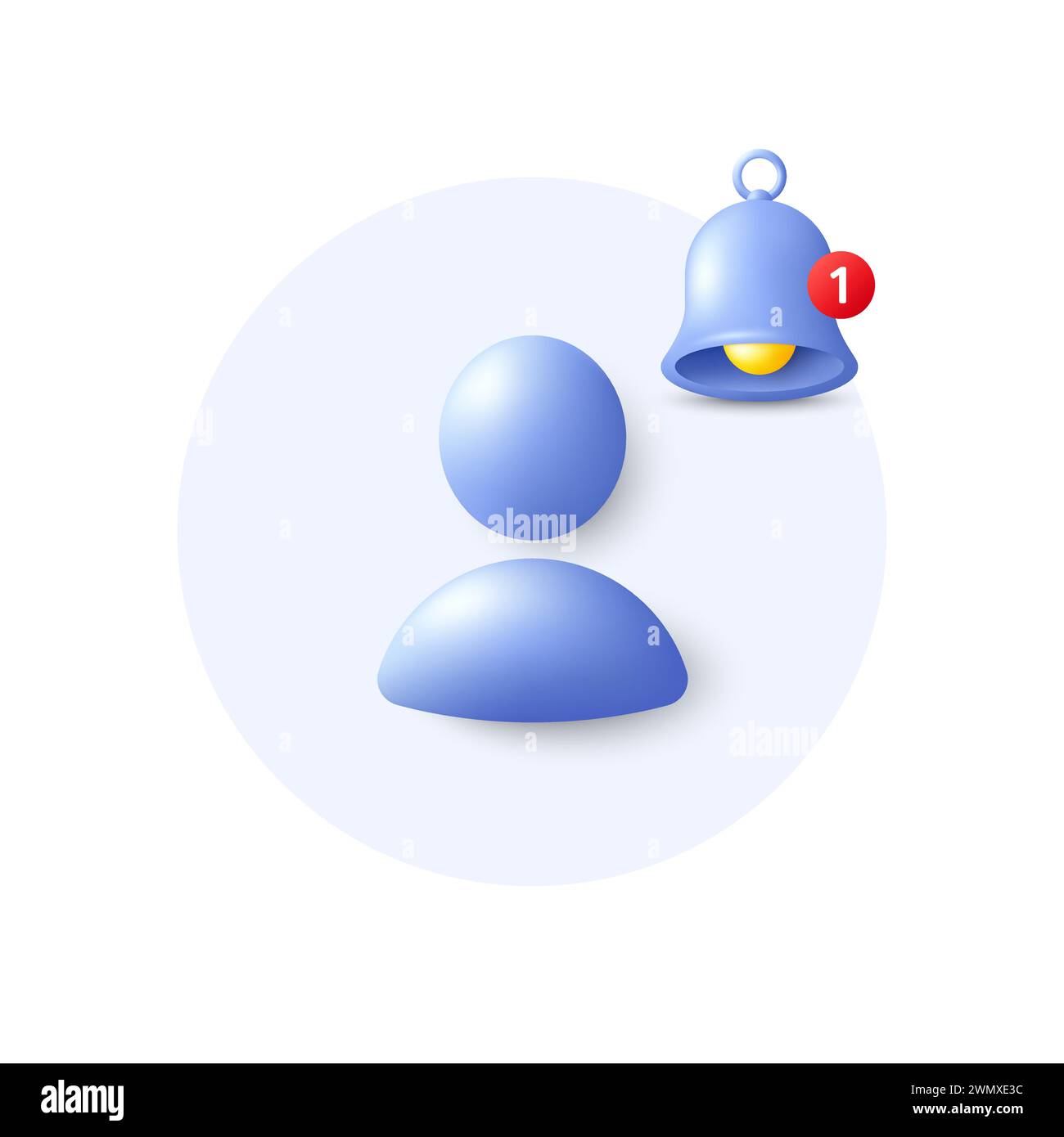 Avatar placeholder with alert bell 3d icon. Business communication ...