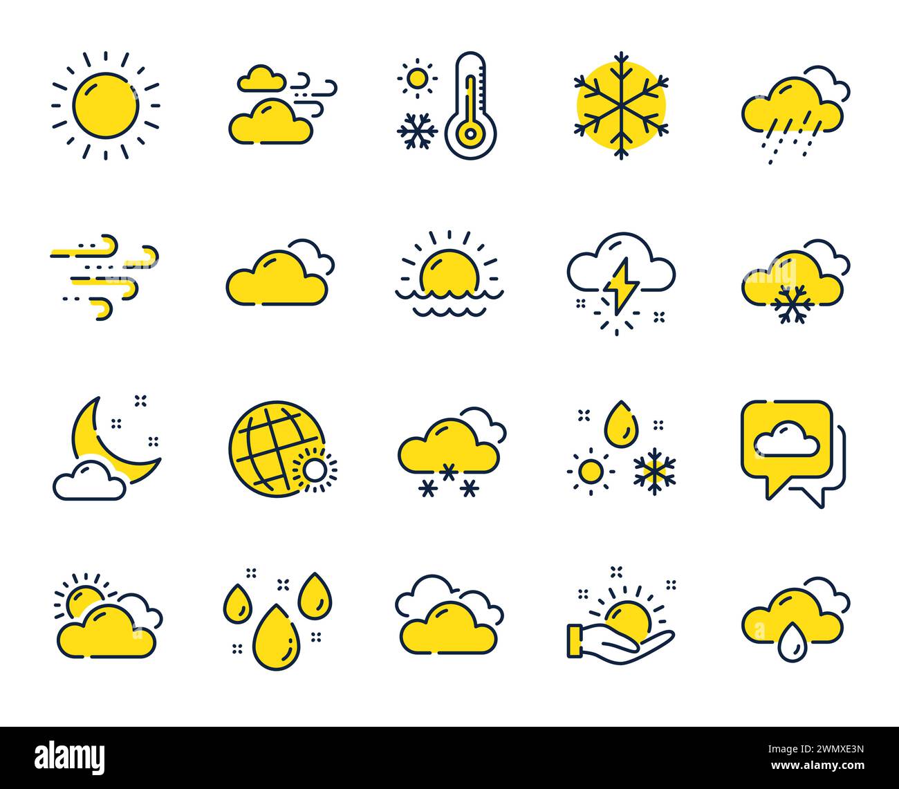 Yellow cloud rain moon icon Stock Vector Images - Alamy