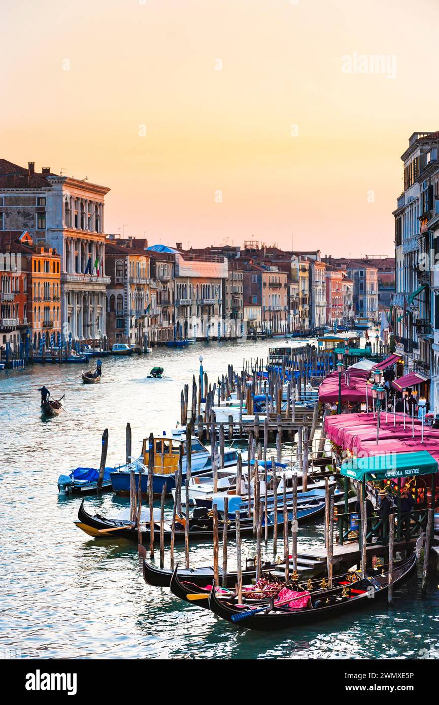 Gondolas with jetty on the Grand Canal, empty, city trip, holiday ...
