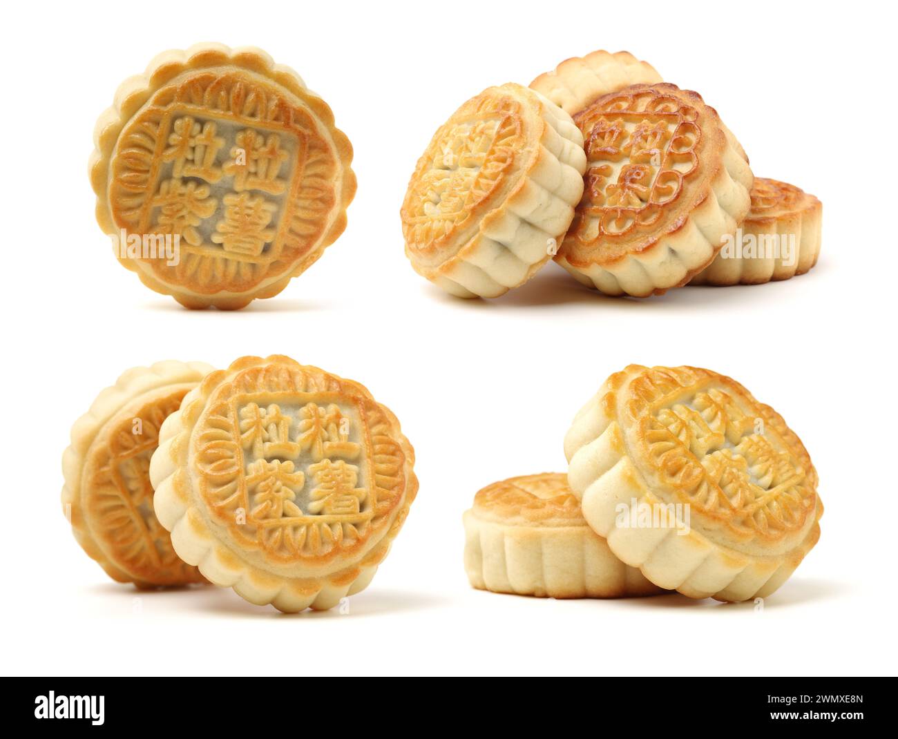 Mooncake isolated over white background Stock Photo - Alamy