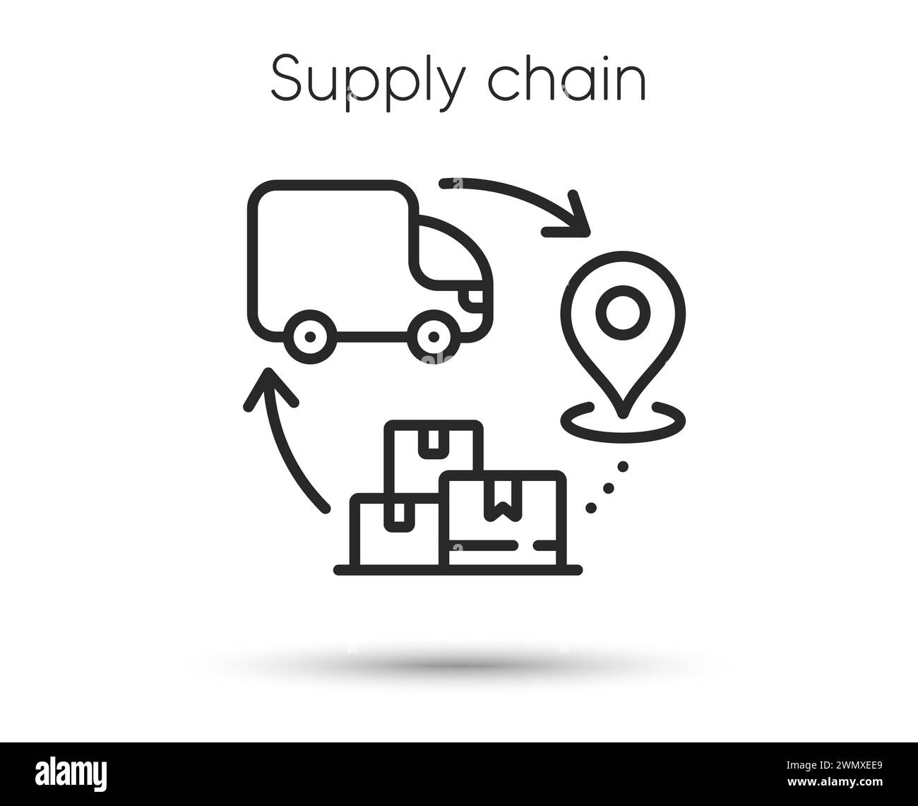 Supply chain line icon. Delivery and logistic chain sign. Freight ...