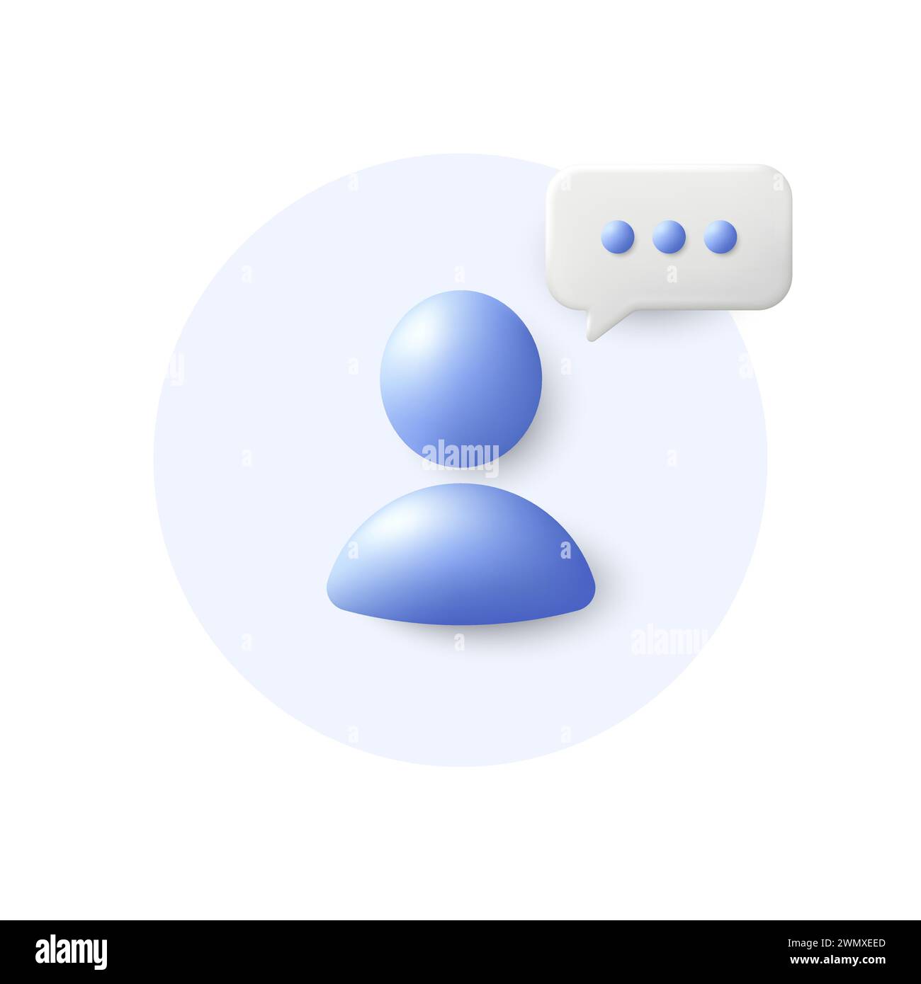 User support message 3d icon. Business communication chat box. Profile ...